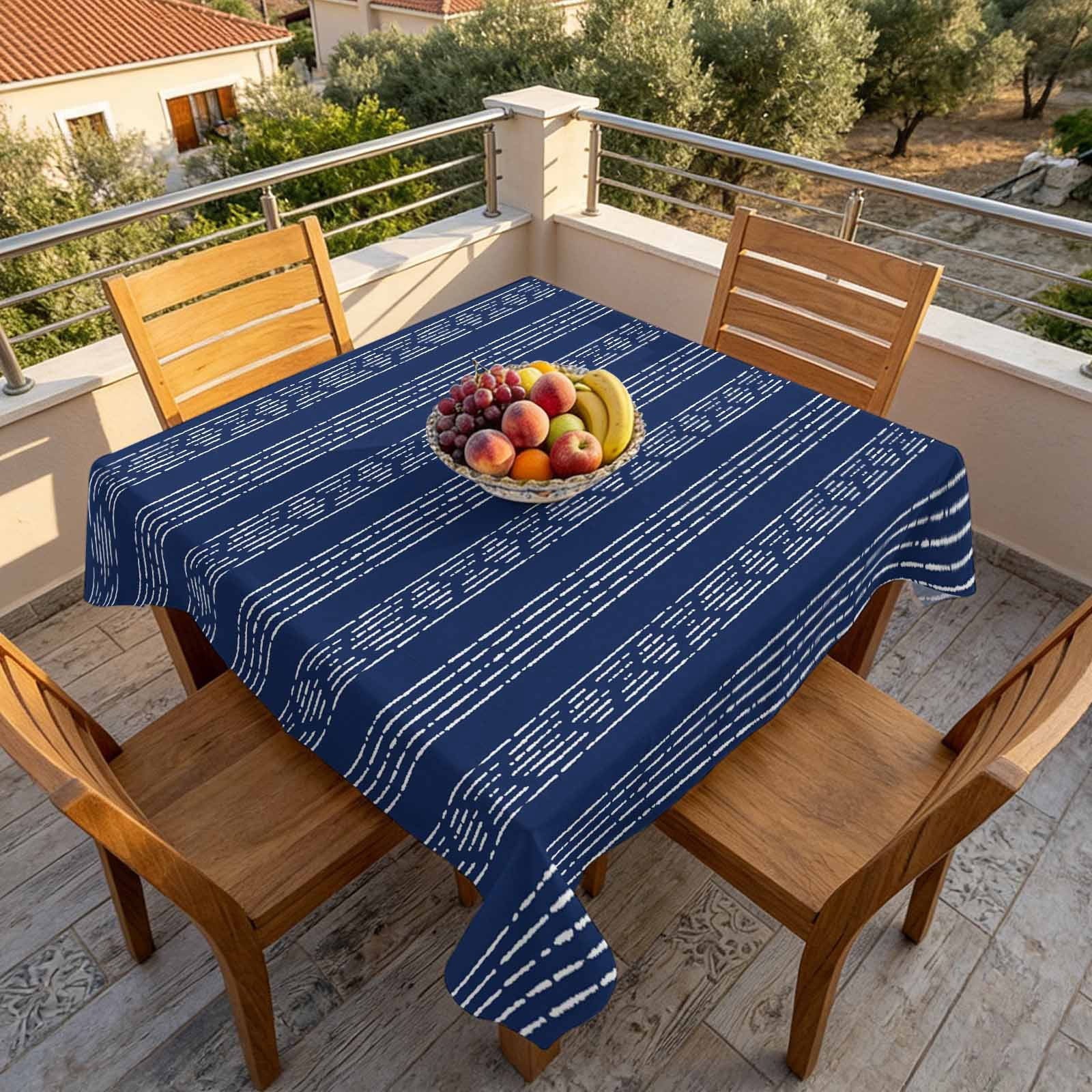 Abstract Geometric Striped Table Cloth 60x60in, Waterproof Square ...