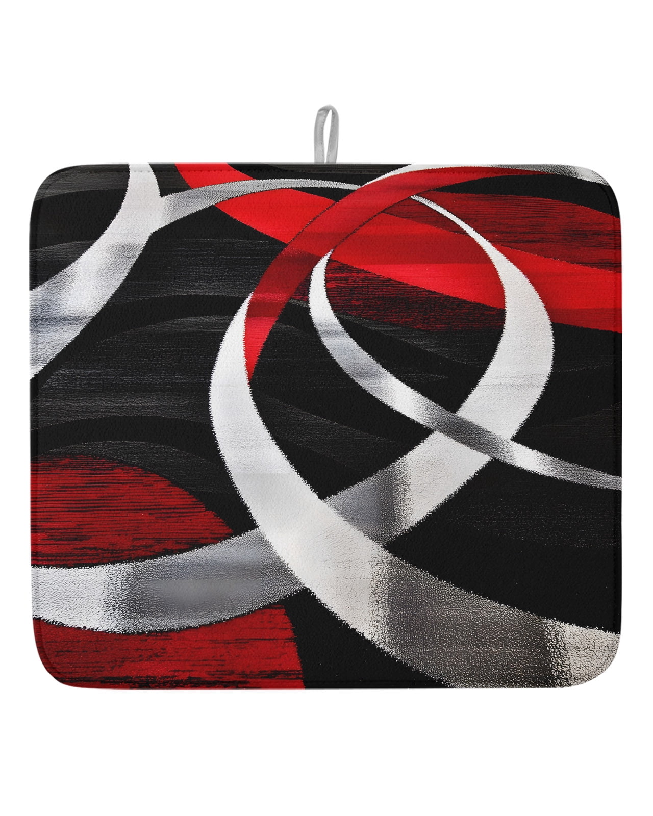 Abstract Geometric Stripes Red Black Dish Drying Mats for Kitchen ...