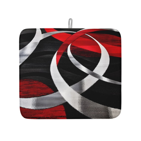 Abstract Geometric Stripes Red Black Dish Drying Mats for Kitchen ...