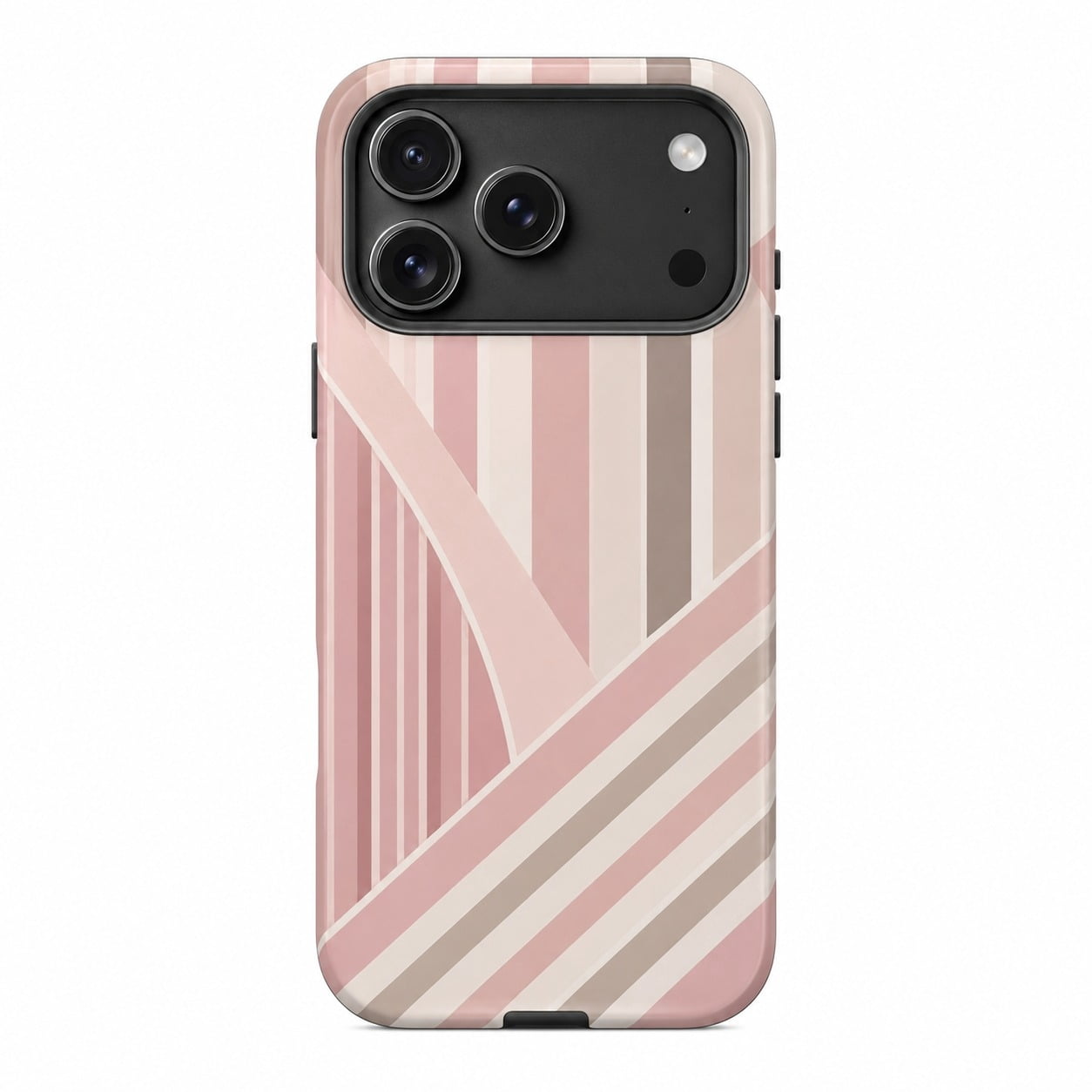 Abstract Geometric Stripes iPhone Case Neutral Pink Tough Protective ...