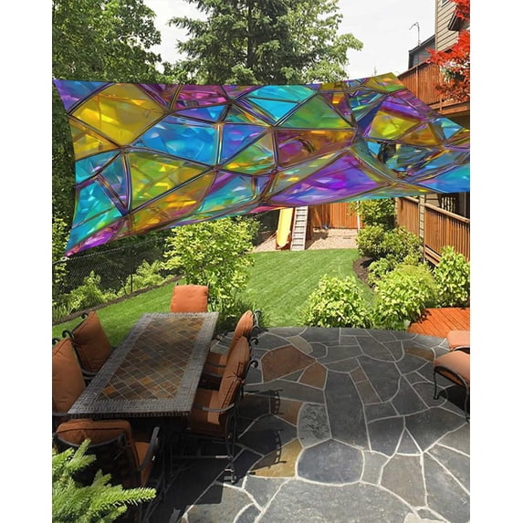 Abstract Geometric Sun Shade Sail 12'X16' Rainbow Gradient Crystal ...