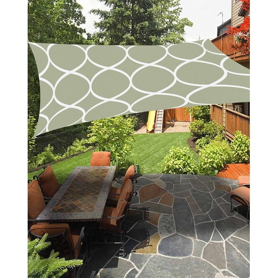 Abstract Geometric Sun Shade Sail 14'X18' White Twisted Lines Green ...