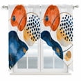 Abstract Geometric Swag Curtain Valance for Window 2 Panels Blue Red ...