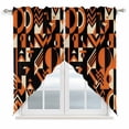 Abstract Geometric Swag Curtain Valance for Window 2 Panels Orange Bold ...