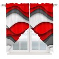 Abstract Geometric Swag Curtain Valance for Window 2 Panels Red Gray ...