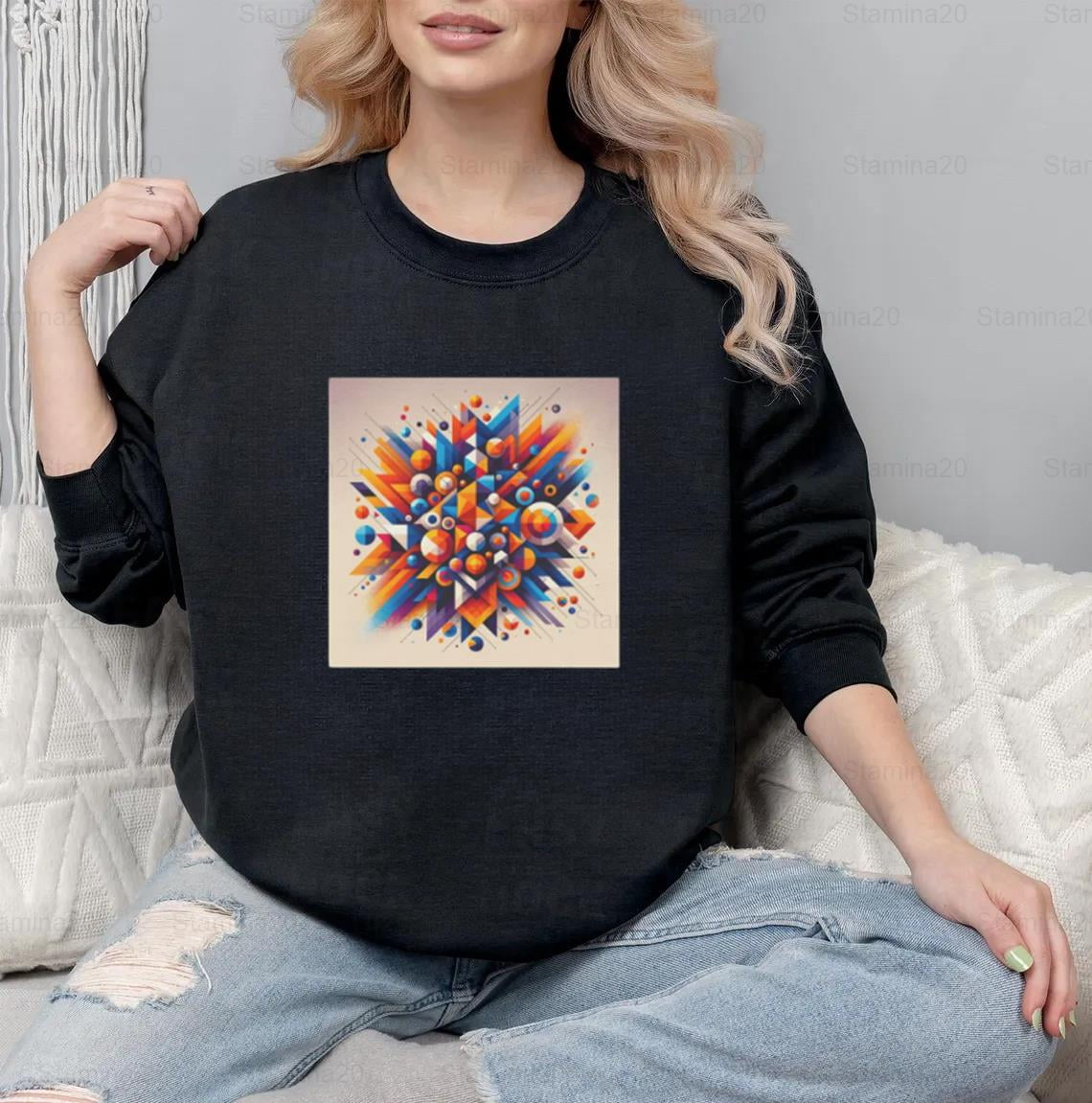 Abstract Geometric Sweatshirt with Modern Colorful Art, for men & women ...