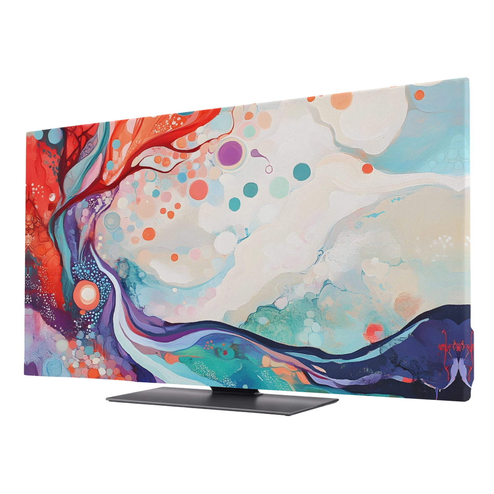 Abstract Geometric TV Cover for 24 Inch Screen, Stretch Fabric ...