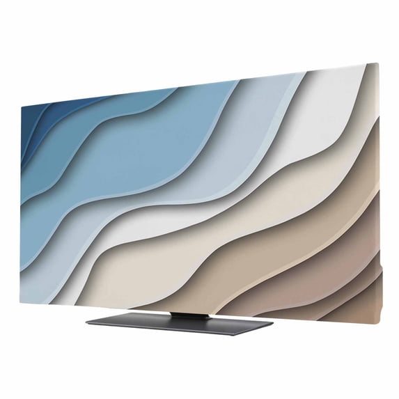 Abstract Geometric TV Dust Cover 40 Inch, Blue Brown Gradient Waves ...