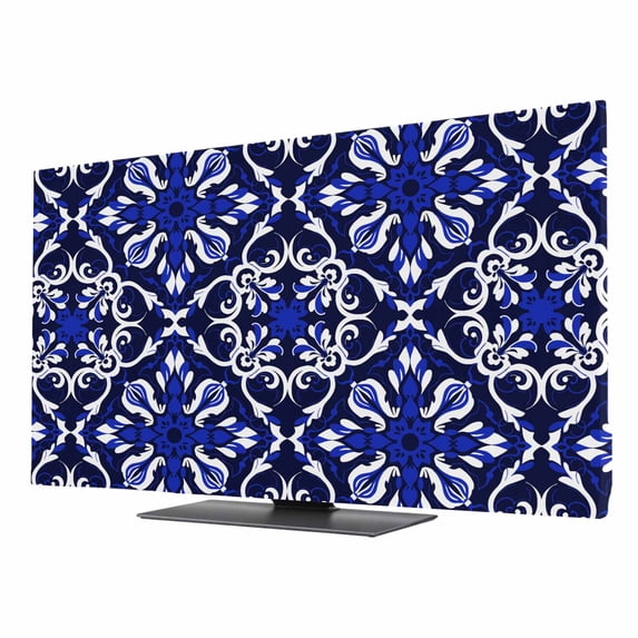 Abstract Geometric TV Dust Cover 40 Inch, Floral Blue Bohemia Style ...