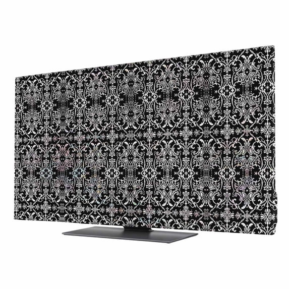 Abstract Geometric TV Dust Cover 40 Inch, Flowers Floral Black Texture ...