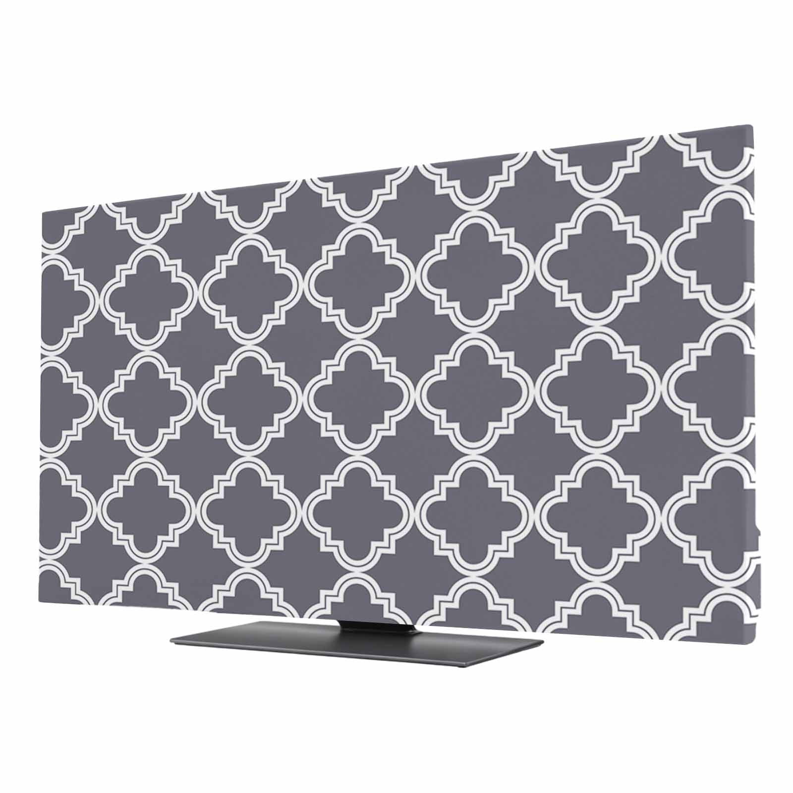 Abstract Geometric TV Dust Cover 43 Inch, Dark Grey Moroccan Trellis ...