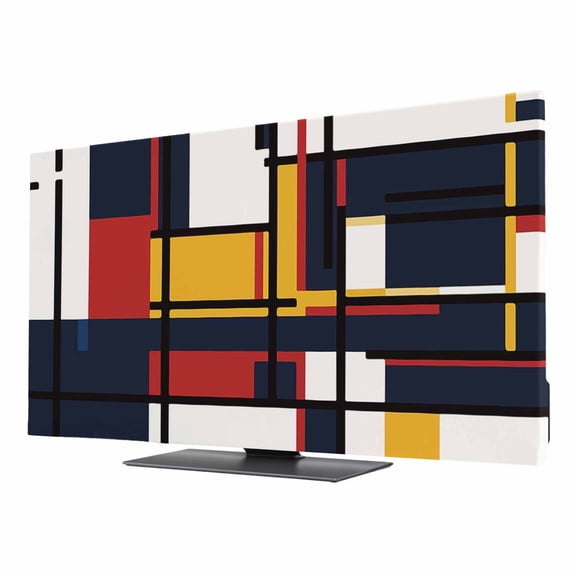 Abstract Geometric TV Dust Cover 50 Inch, Blue Orange Red Blocks ...