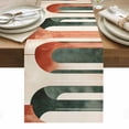 Abstract Geometric Table Runner Boho Vintage Arch Green Orange ...