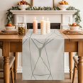 Abstract Geometric Table Runner, Grey Green Splatter Lines Art Washable ...