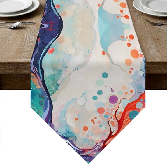 Abstract Geometric Table Runner Linen Burlap Table Runner 120 Inches ...