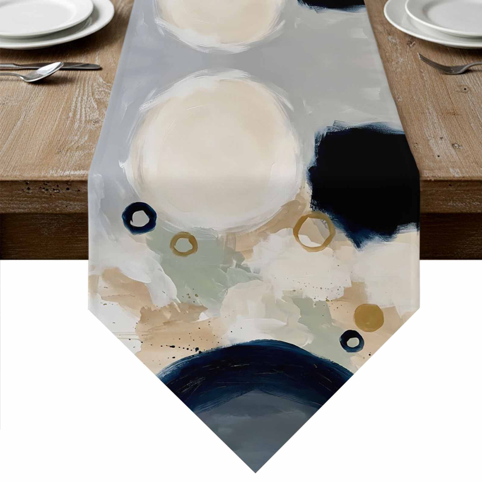 Abstract Geometric Table Runner Linen Burlap Table Runner 70 Inches ...