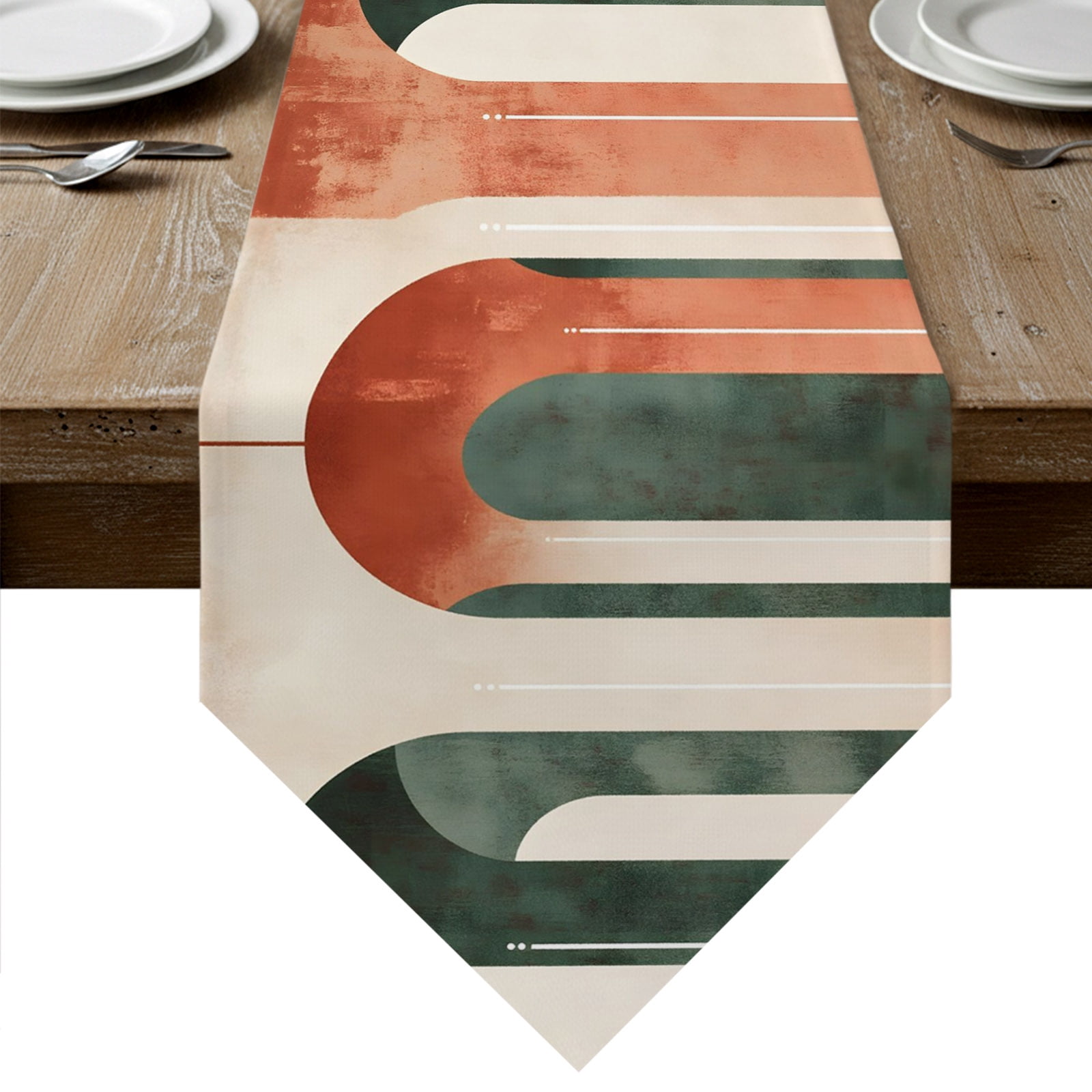 Abstract Geometric Table Runner Linen Burlap Table Runner 70 Inches ...