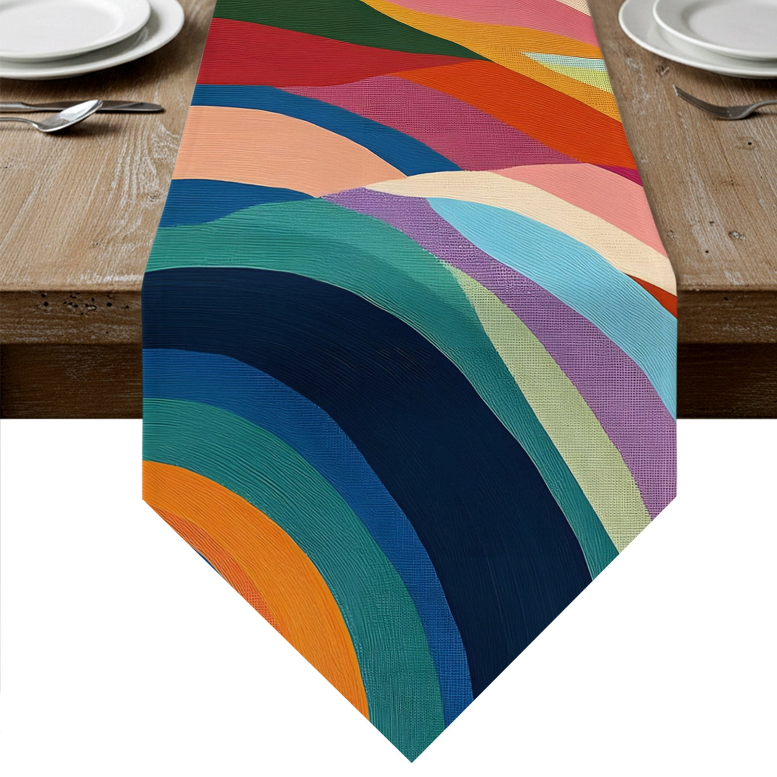 Abstract Geometric Table Runner Linen Burlap Table Runner 72 Inches ...