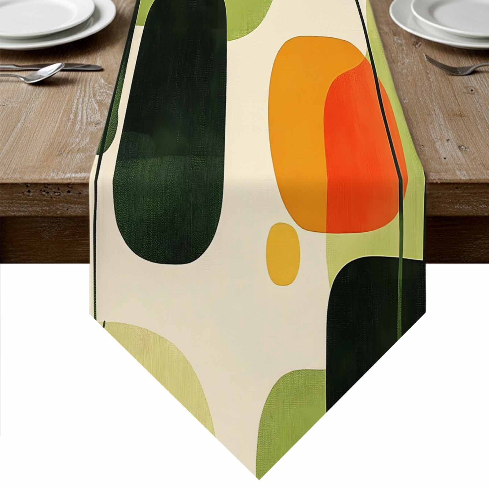 Abstract Geometric Table Runner Linen Burlap Table Runner 72 Inches ...