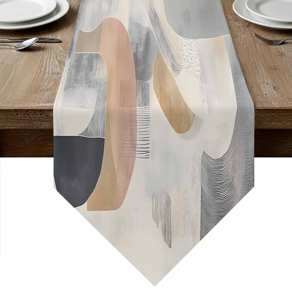 Abstract Geometric Table Runner Linen Burlap Table Runner 72 Inches ...