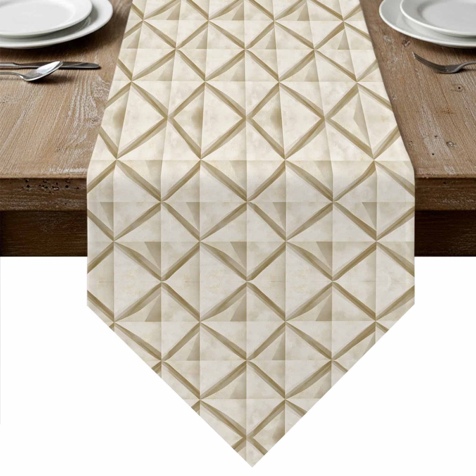 Abstract Geometric Table Runner Linen Burlap Table Runner 72 Inches ...