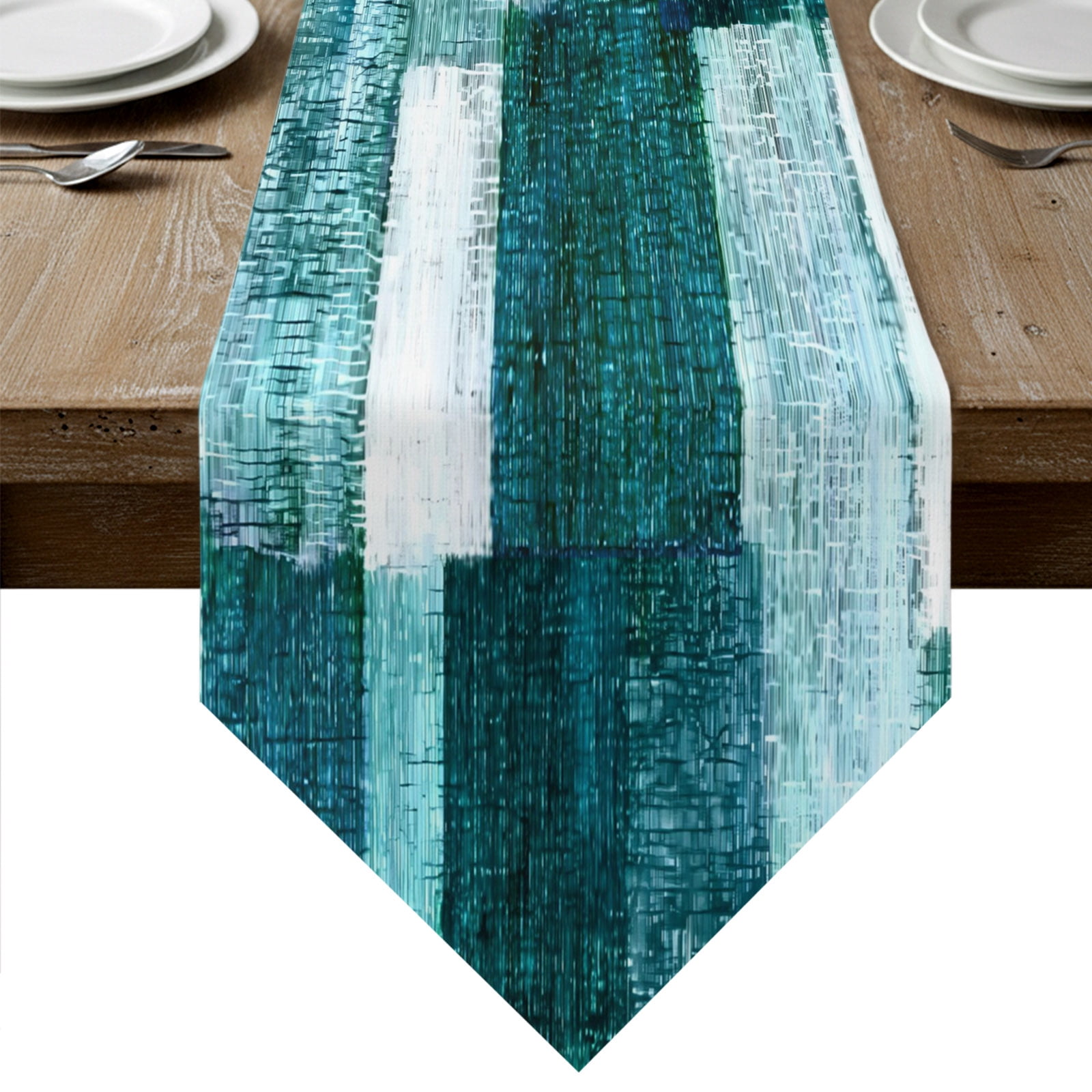 Abstract Geometric Table Runner Linen Burlap Table Runner 72 Inches ...