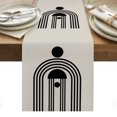 Abstract Geometric Table Runner, Mid Century Minimalist Black Line ...