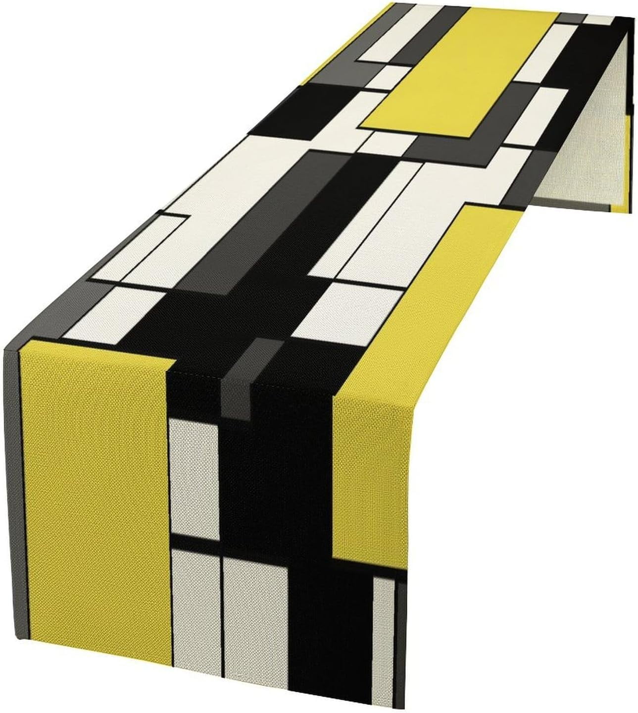 Abstract Geometric Table Runner Yellow Black Gray and White Geometry ...