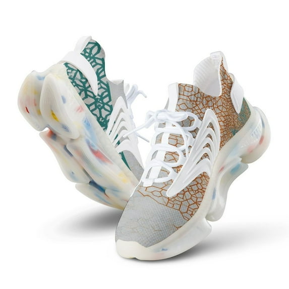 Abstract Geometric Teal Orange Design Walking Shoes for Men Woman ...