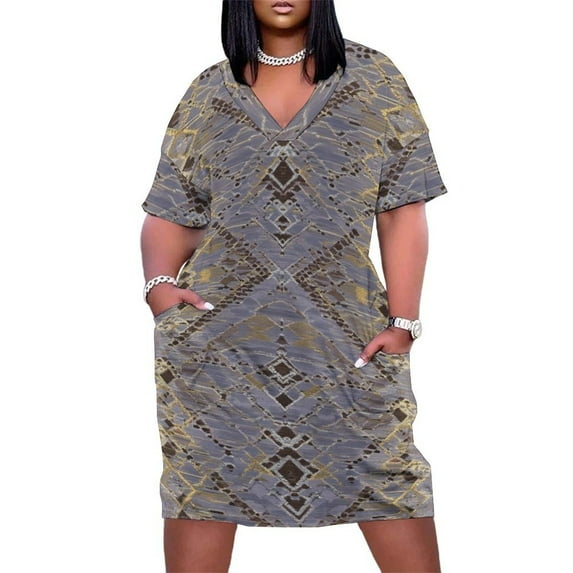 Abstract Geometric Textile Design Loose Pocket Dress Dresses Summer ...