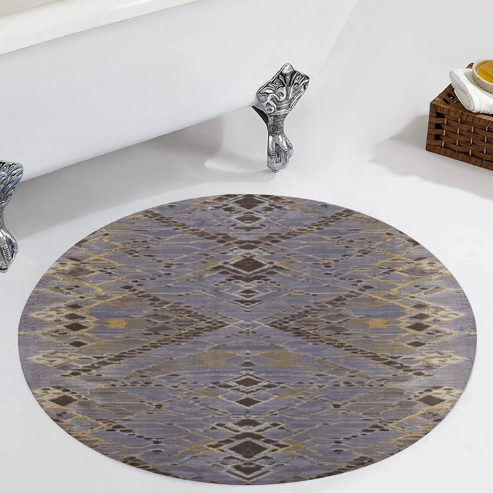 Abstract Geometric Textile Design Round Carpet Circle Rug Outdoor Patio ...
