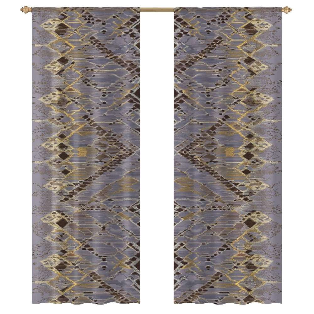 Abstract Geometric Textile Design Sheer Window Curtains for Living Room ...