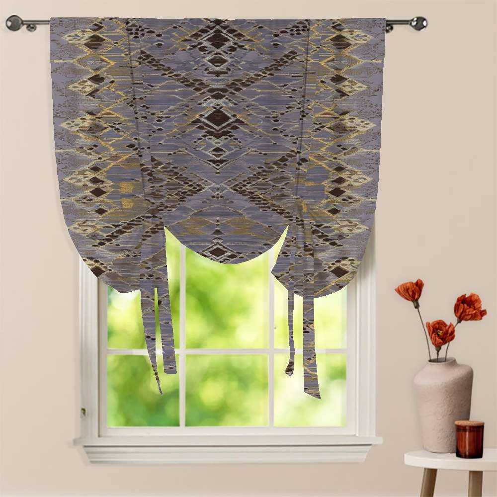 Abstract Geometric Textile Design Window Curtain for Living Room Roman ...