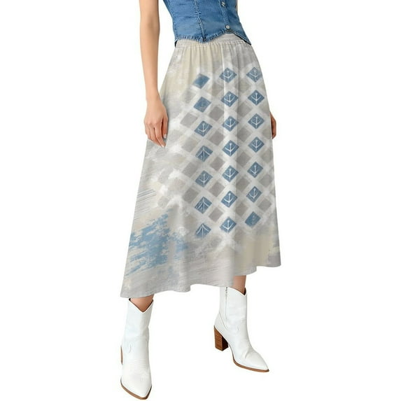 Abstract Geometric Textile Design Women High Waist Midi Skirt Elegant ...