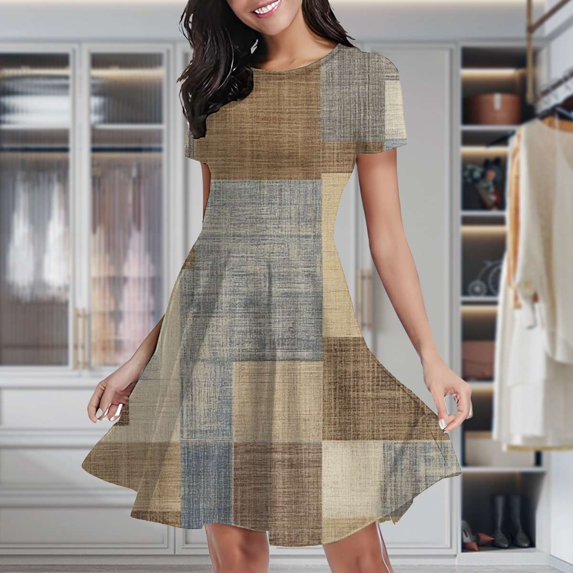 Abstract Geometric Textile Design Women's Classic Swing Skater Dress ...
