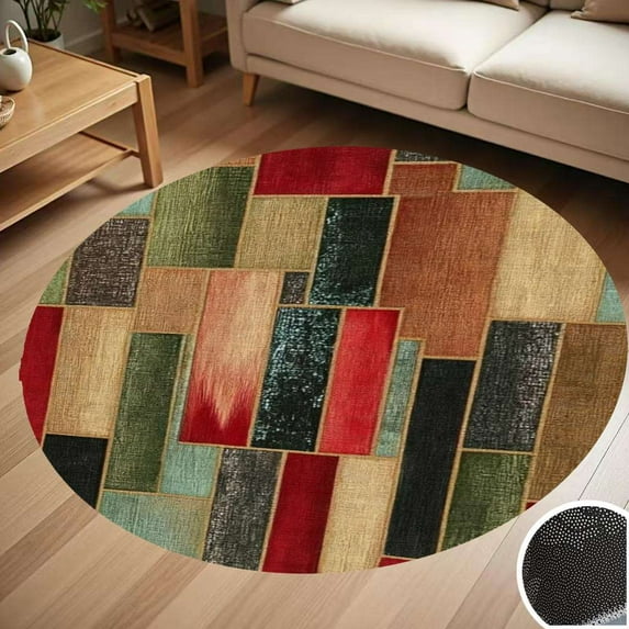 Abstract Geometric Textile Pattern Round Carpet Living Room Bedroom ...