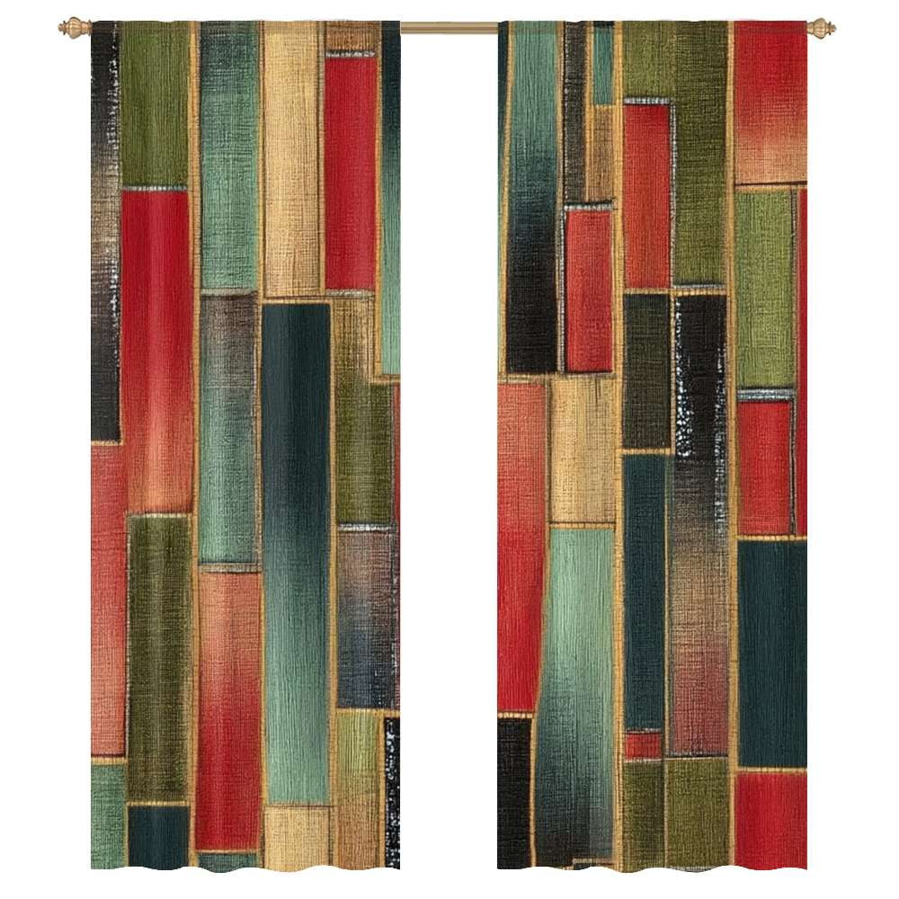 Abstract Geometric Textile Pattern Tulle Curtains For Living Room ...