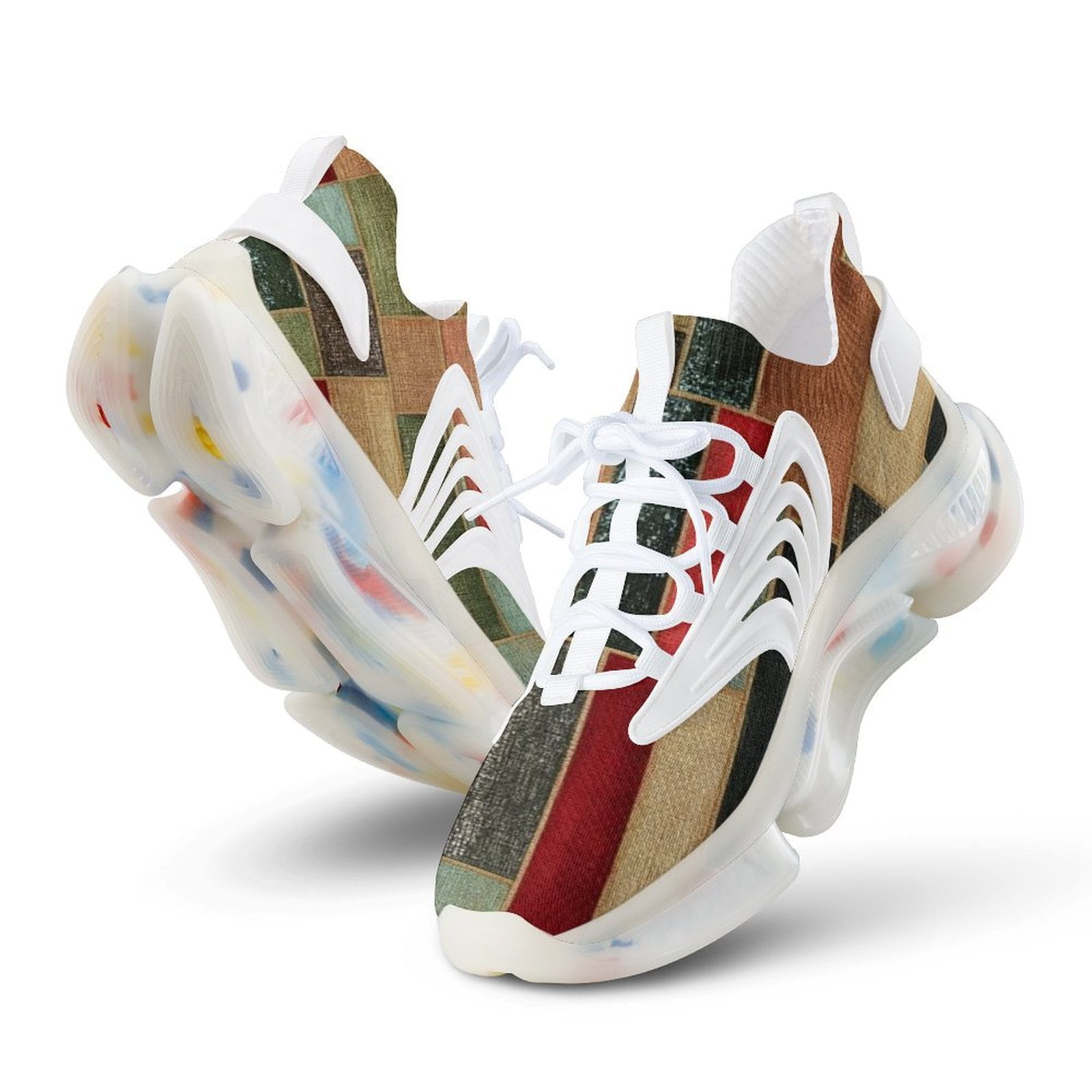 Abstract Geometric Textile Pattern Walking Shoes for Men Woman ...