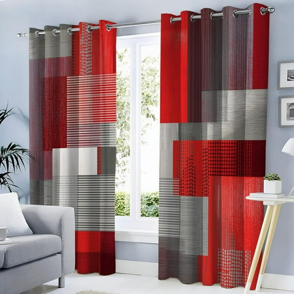 Abstract Geometric Texture Curtains Blackout Minimalist Art Darkening ...