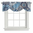 Abstract Geometric Tie Up Valance Curtains Blue Yellow Flower Checkered ...