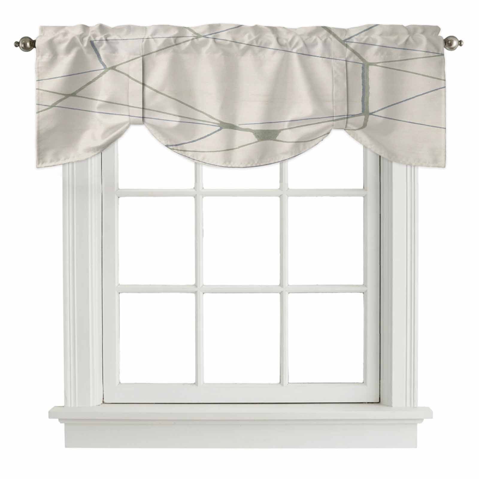 Abstract Geometric Tie Up Valance Curtains Grey Green Splatter Lines ...