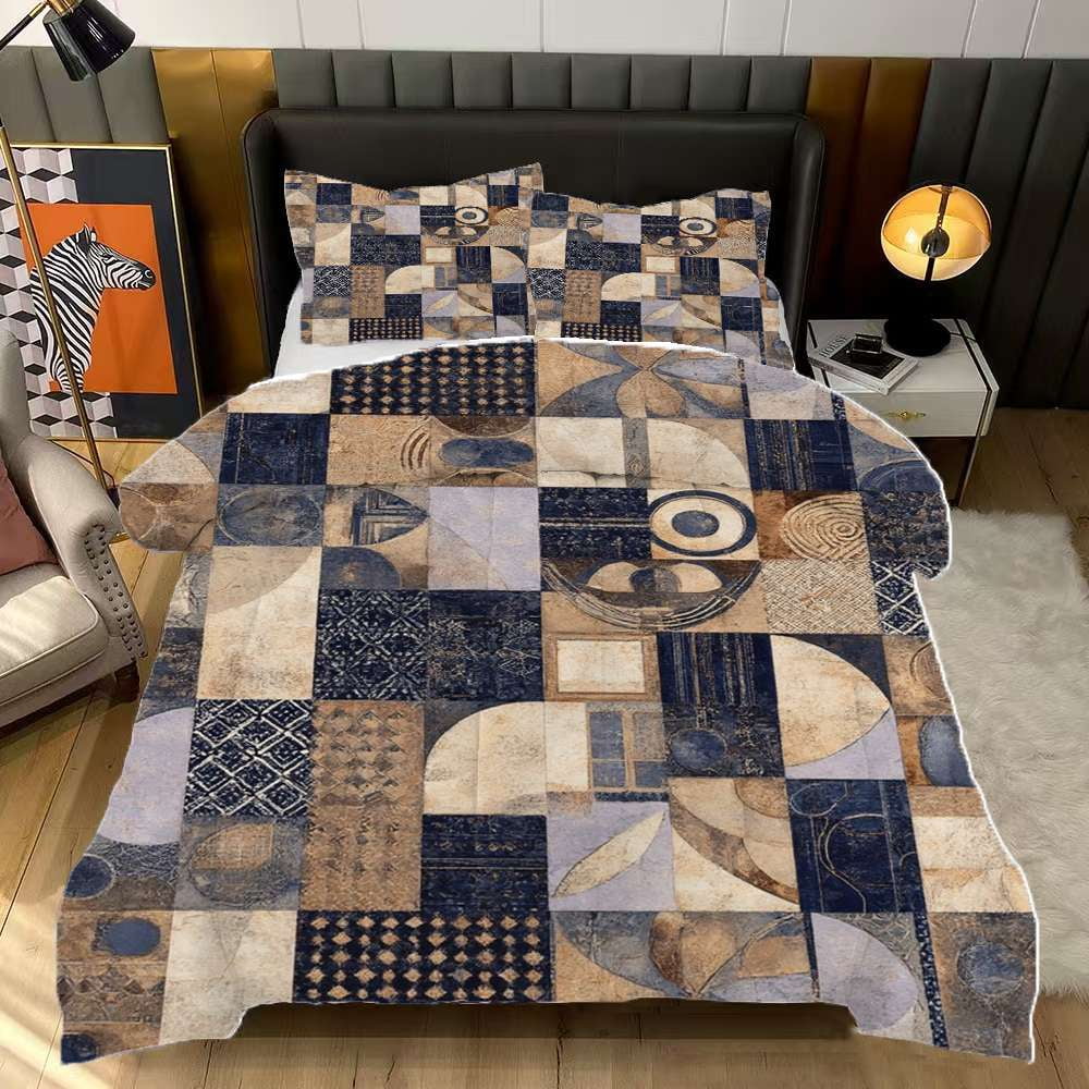 Abstract Geometric Tile Pattern Comforter Set King Size Bedding Set For ...