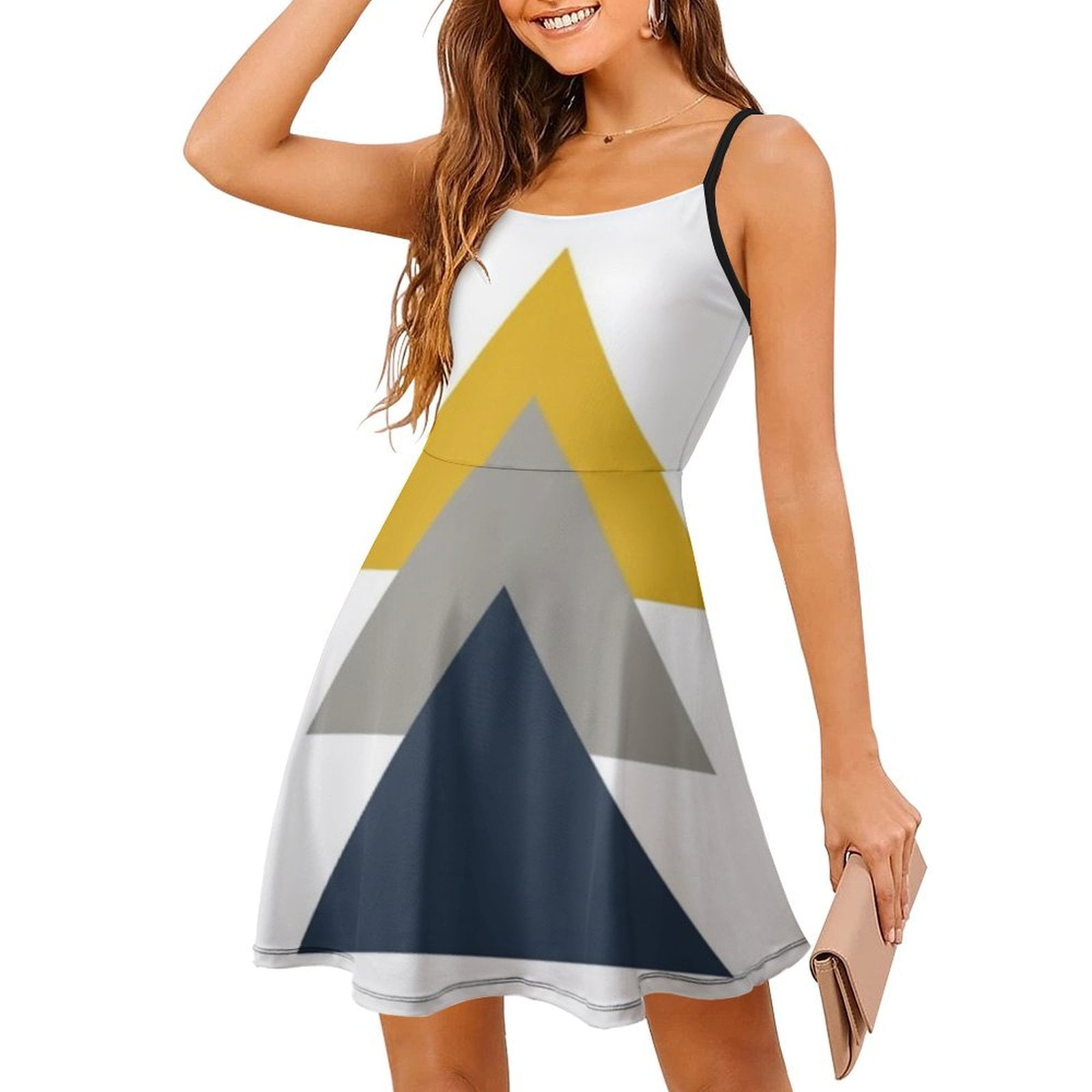 Abstract Geometric Triangle Art Sleeveless Dresses Slip Dress Women's ...