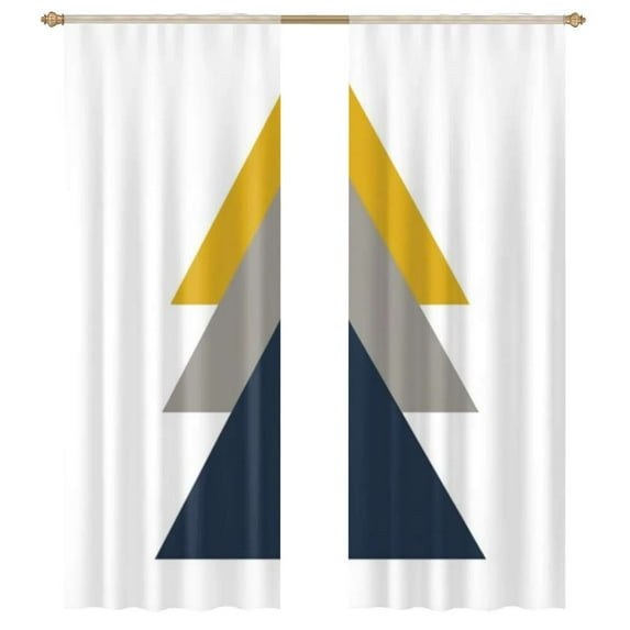 Abstract Geometric Triangle Art Tulle Curtains For Living Room Chiffon ...