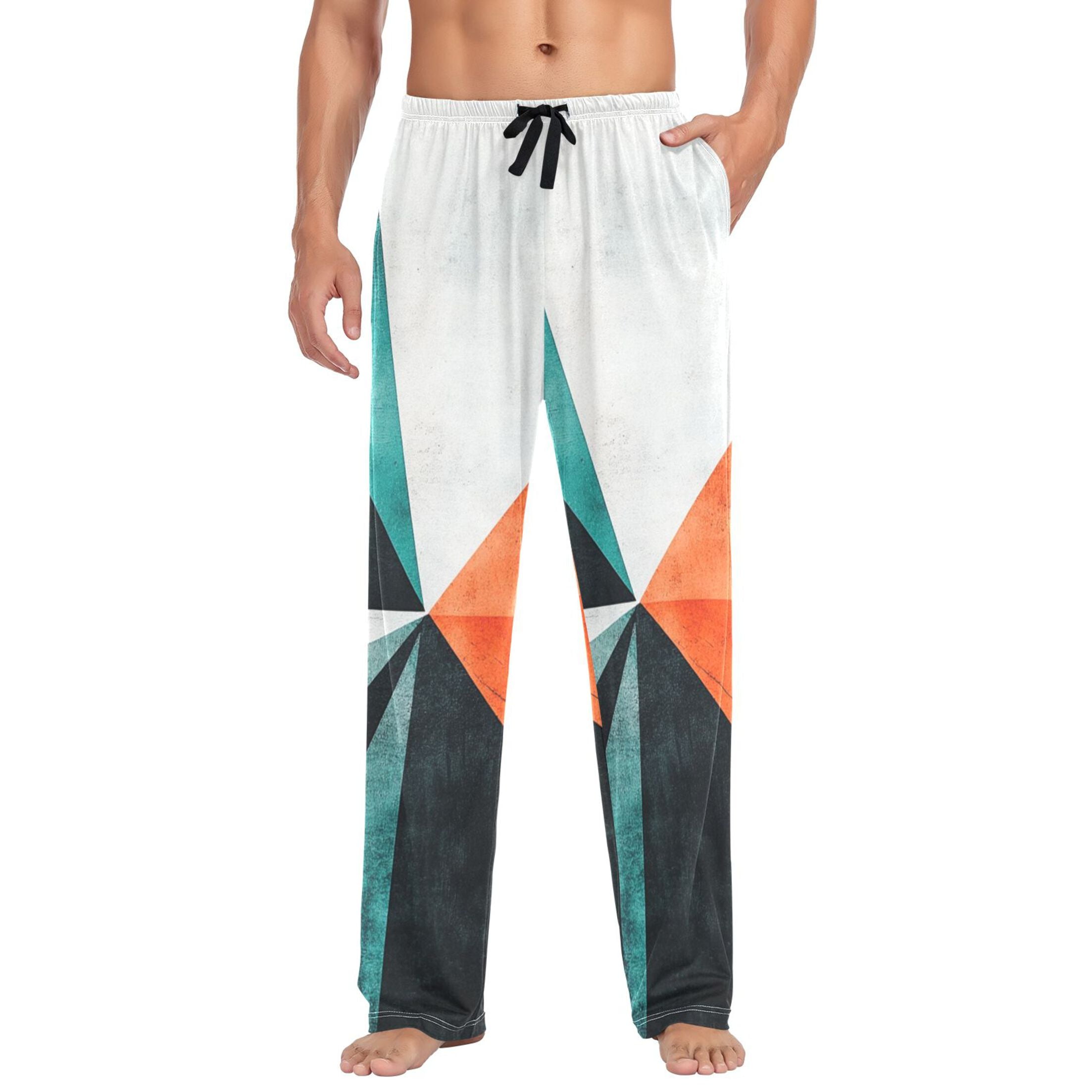 Abstract Geometric Triangle Pattern Mens Cotton Pajama Pant Sleep and ...