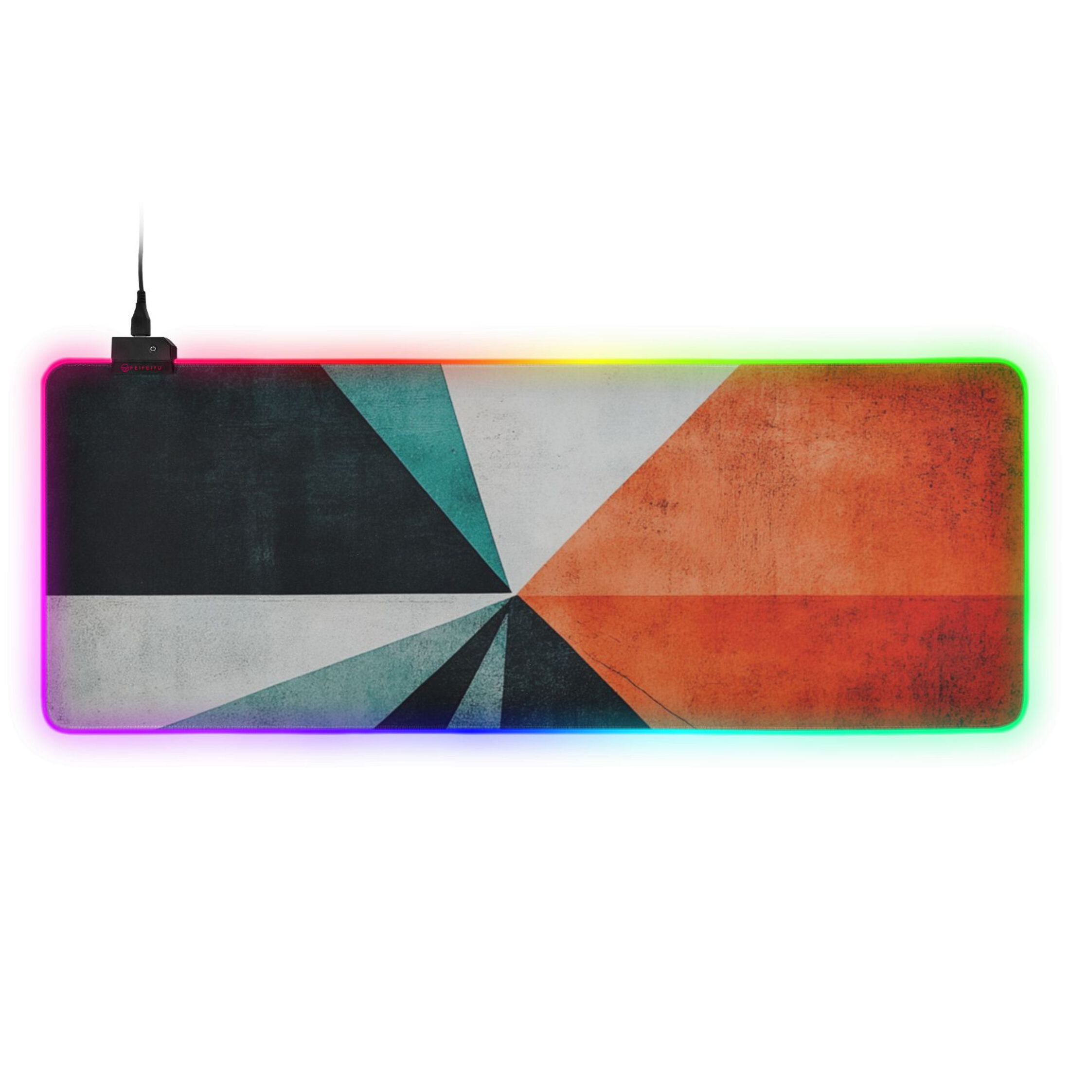 Abstract Geometric Triangle Pattern RGB Gaming Mouse Pad Large Keyboard ...
