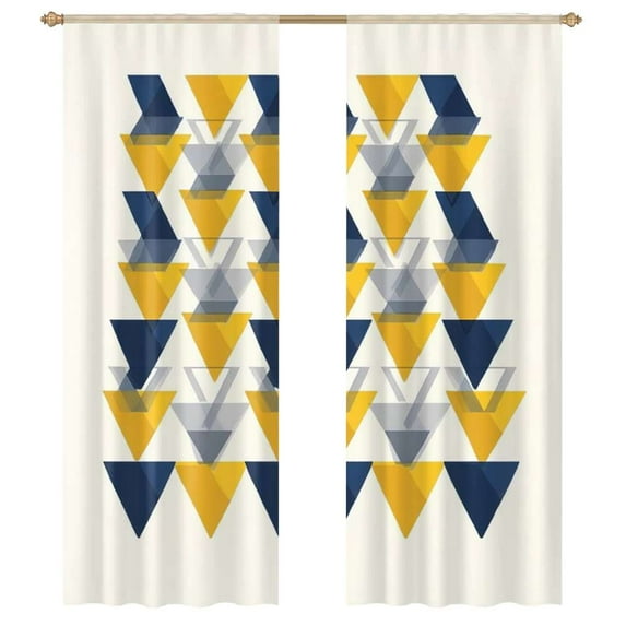 Abstract Geometric Triangle Pattern Sheer Window Curtains for Living ...