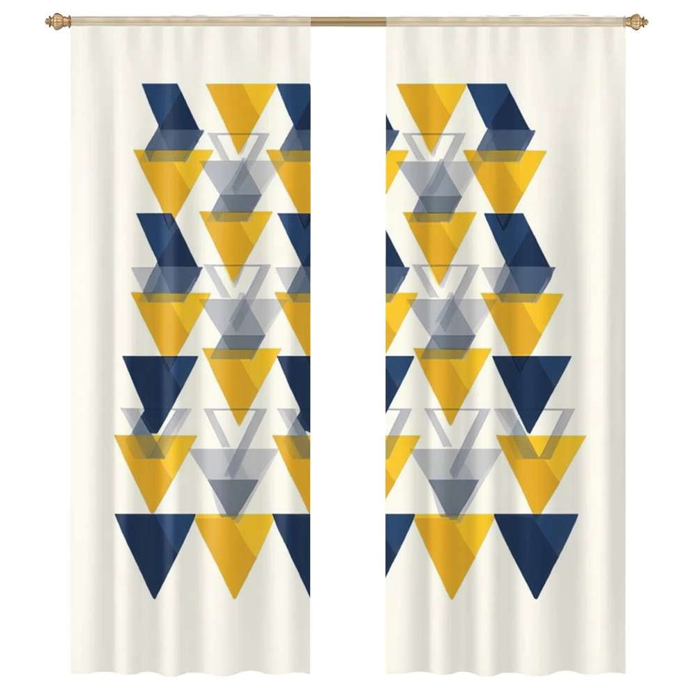 Abstract Geometric Triangle Pattern Tulle Curtains For Living Room ...