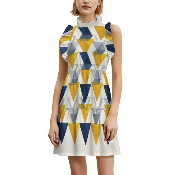 Abstract Geometric Triangle Pattern Women's Fashion Casual Dress Summer ...