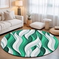 Abstract Geometric Twist Line Round Rug 5ft Modern Green White Stripe ...